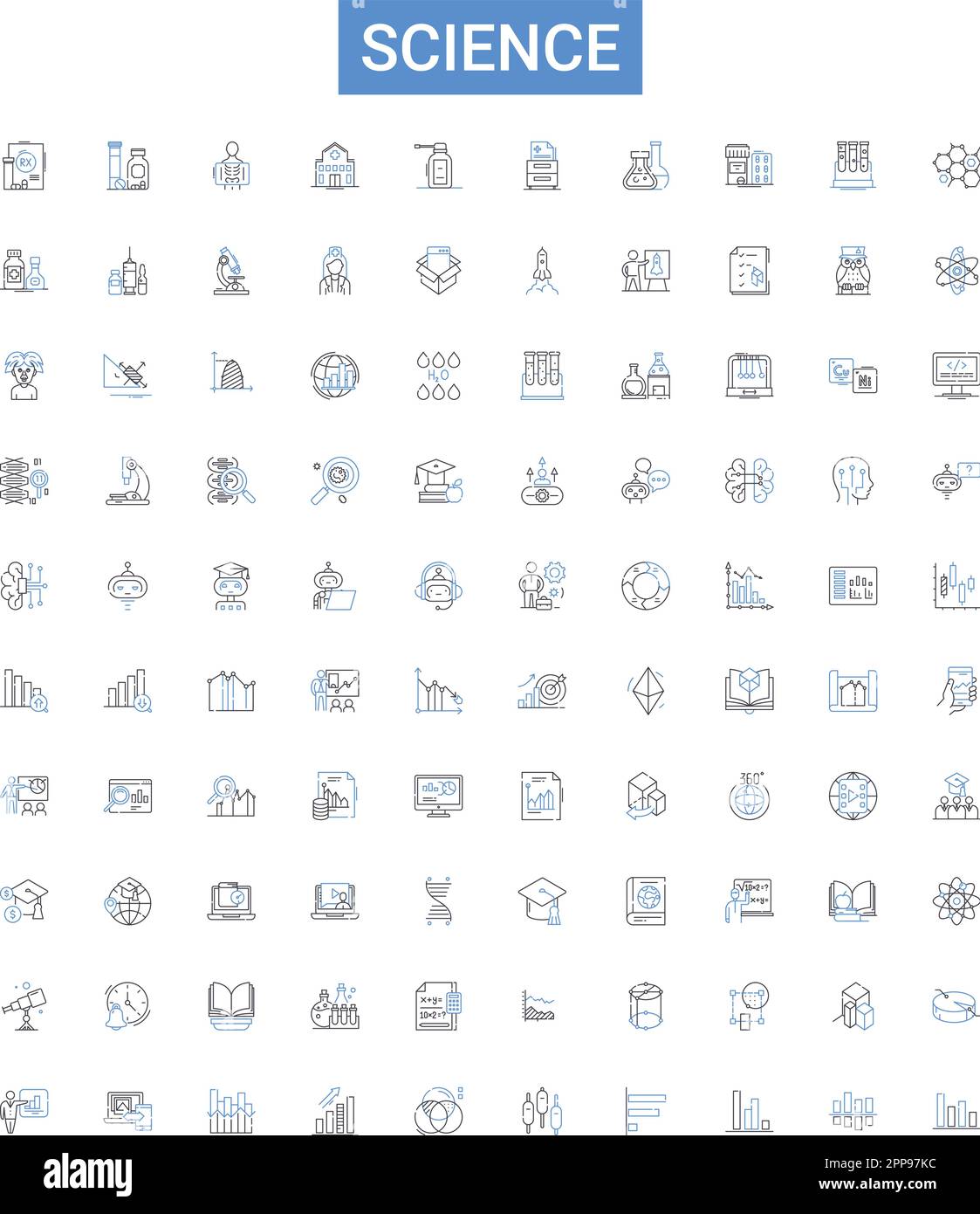 Science outline icons collection. Science, Physics, Chemistry, Biology ...