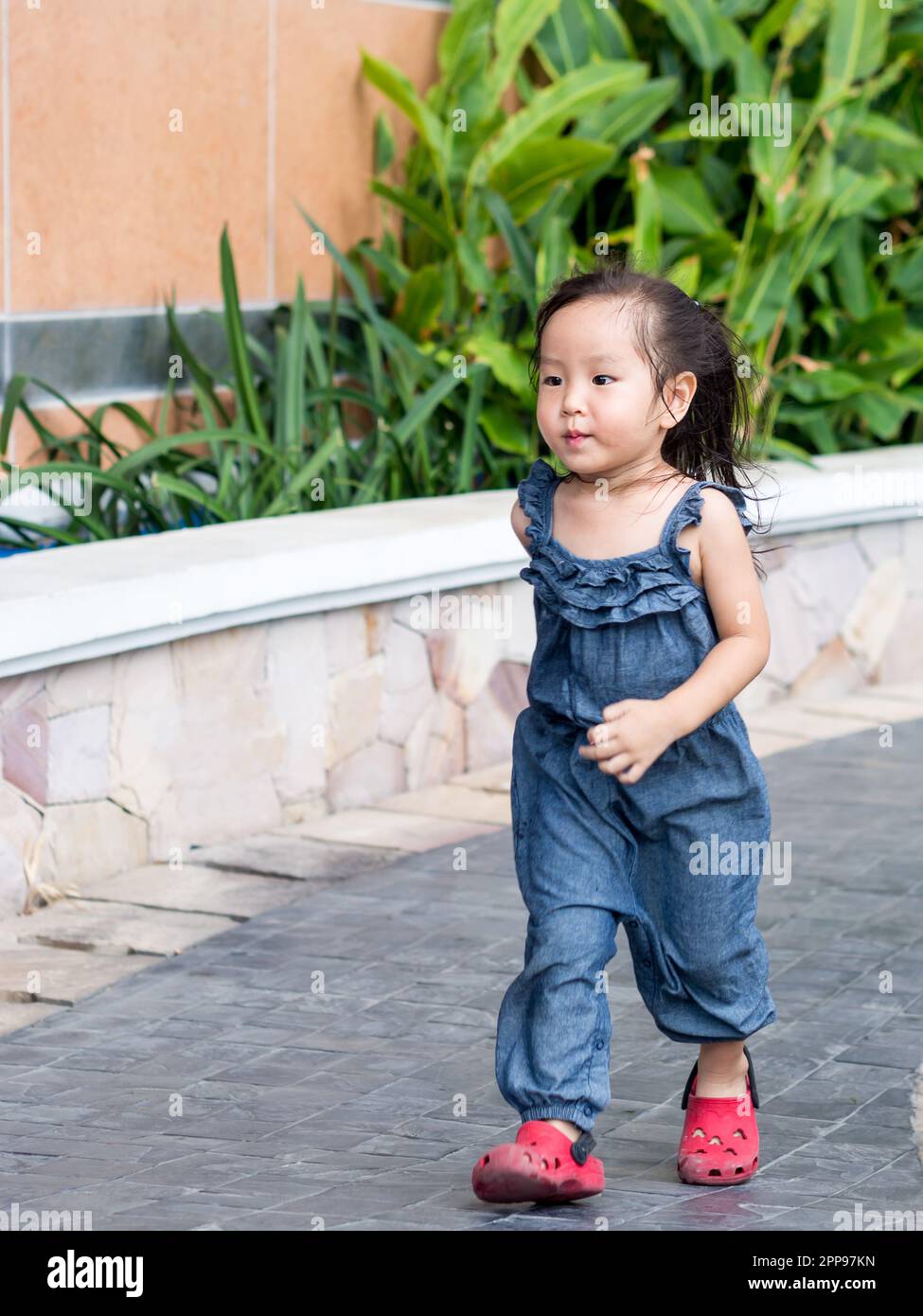 Asian baby girl running Stock Photo - Alamy