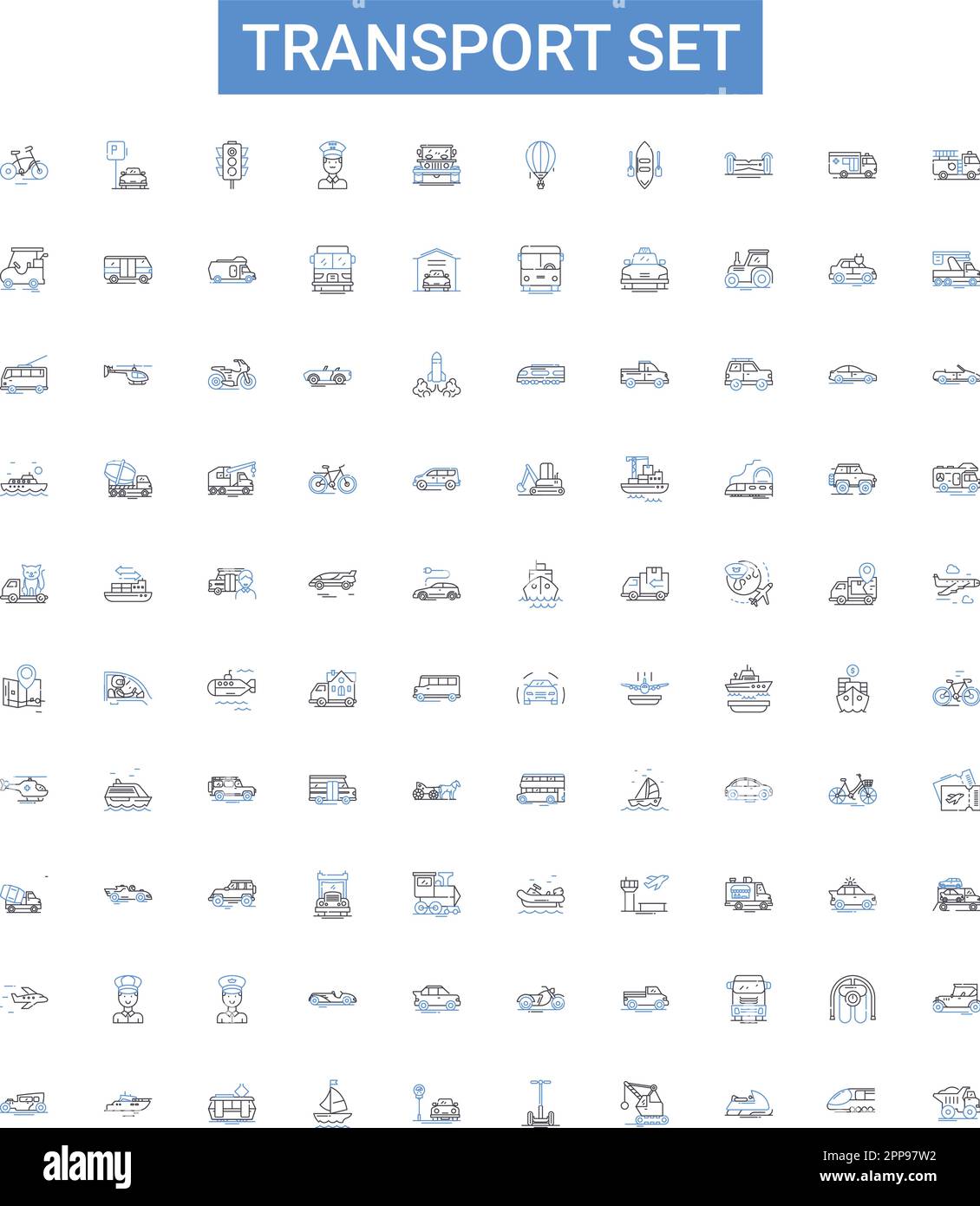 Transport set outline icons collection. Transport, Set, Vehicles ...