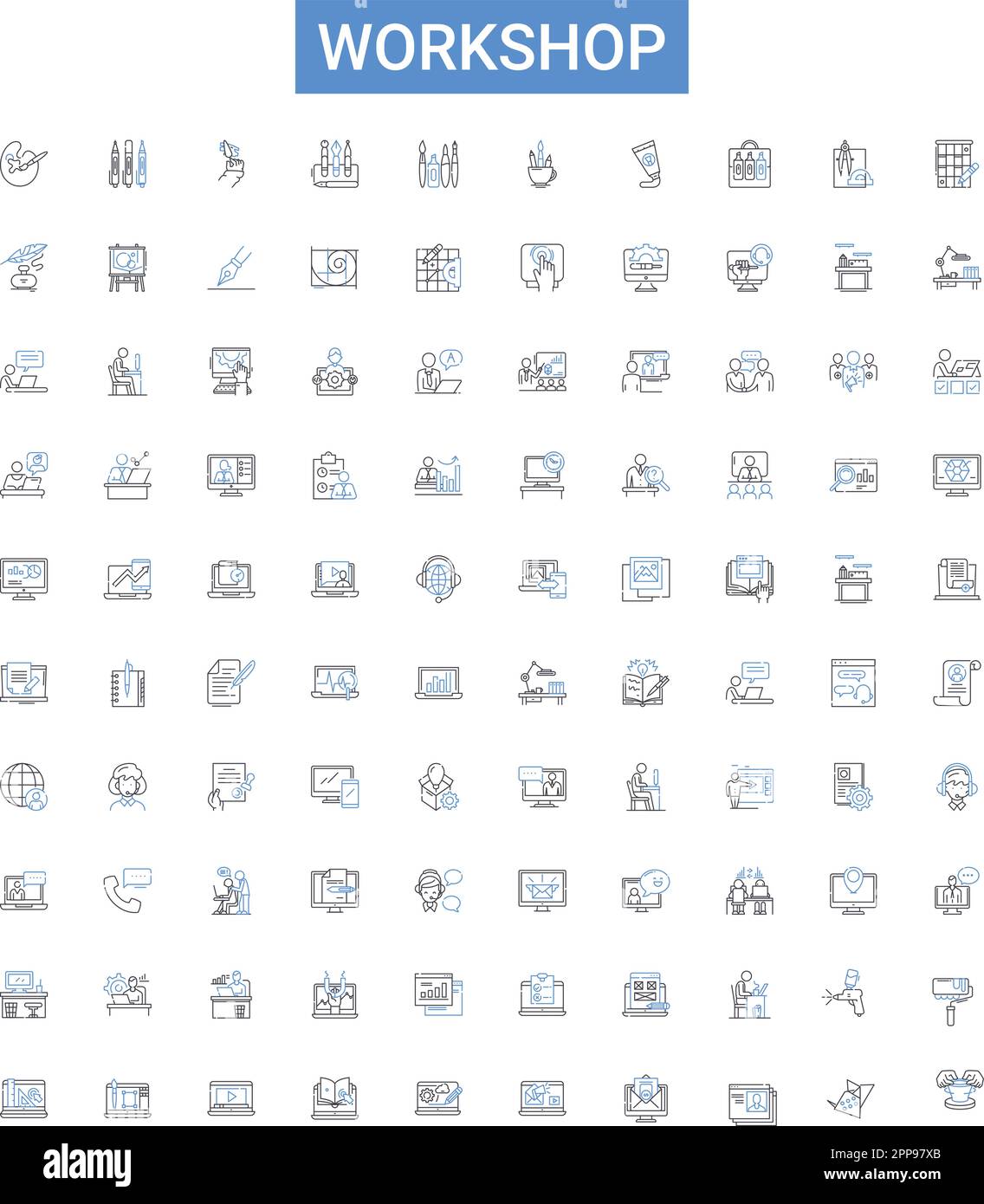 Workshop outline icons collection. Workshop, Training, Seminar ... Workshop outline icons collection. Workshop, Training, Seminar ...