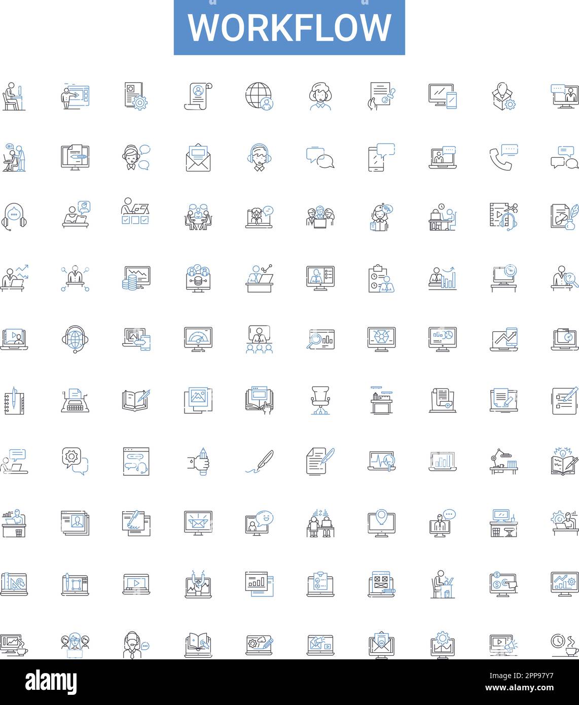 Workflow outline icons collection. Process, Automation, Management ...