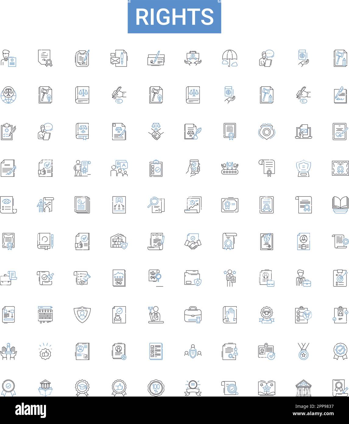 Rights outline icons collection. Rights, justice, liberty, autonomy ...