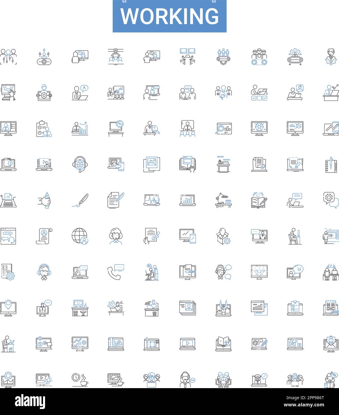 Working outline icons collection. Employing, Occupying, Laboring ...