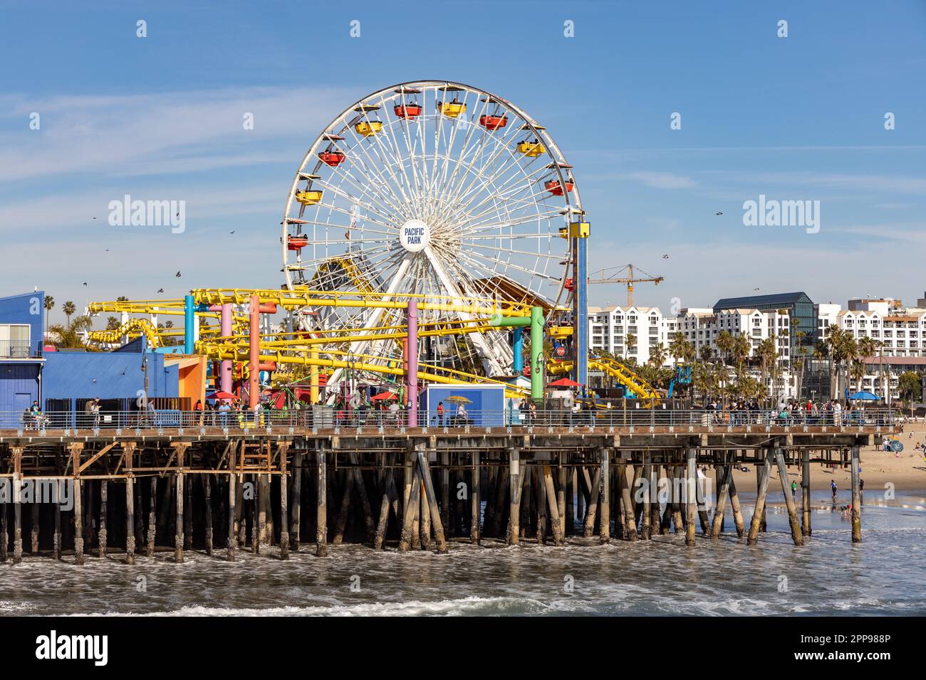 Pacific park ferris wheel on the Santa monica pier located in ...