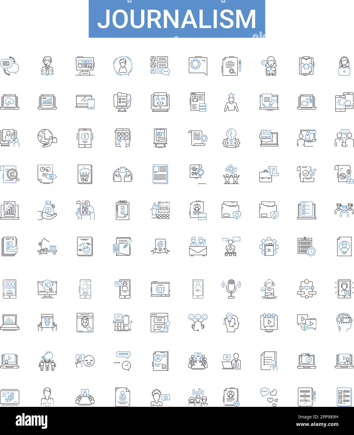 journalism outline icons collection. Reporting, Writing, Editing ...