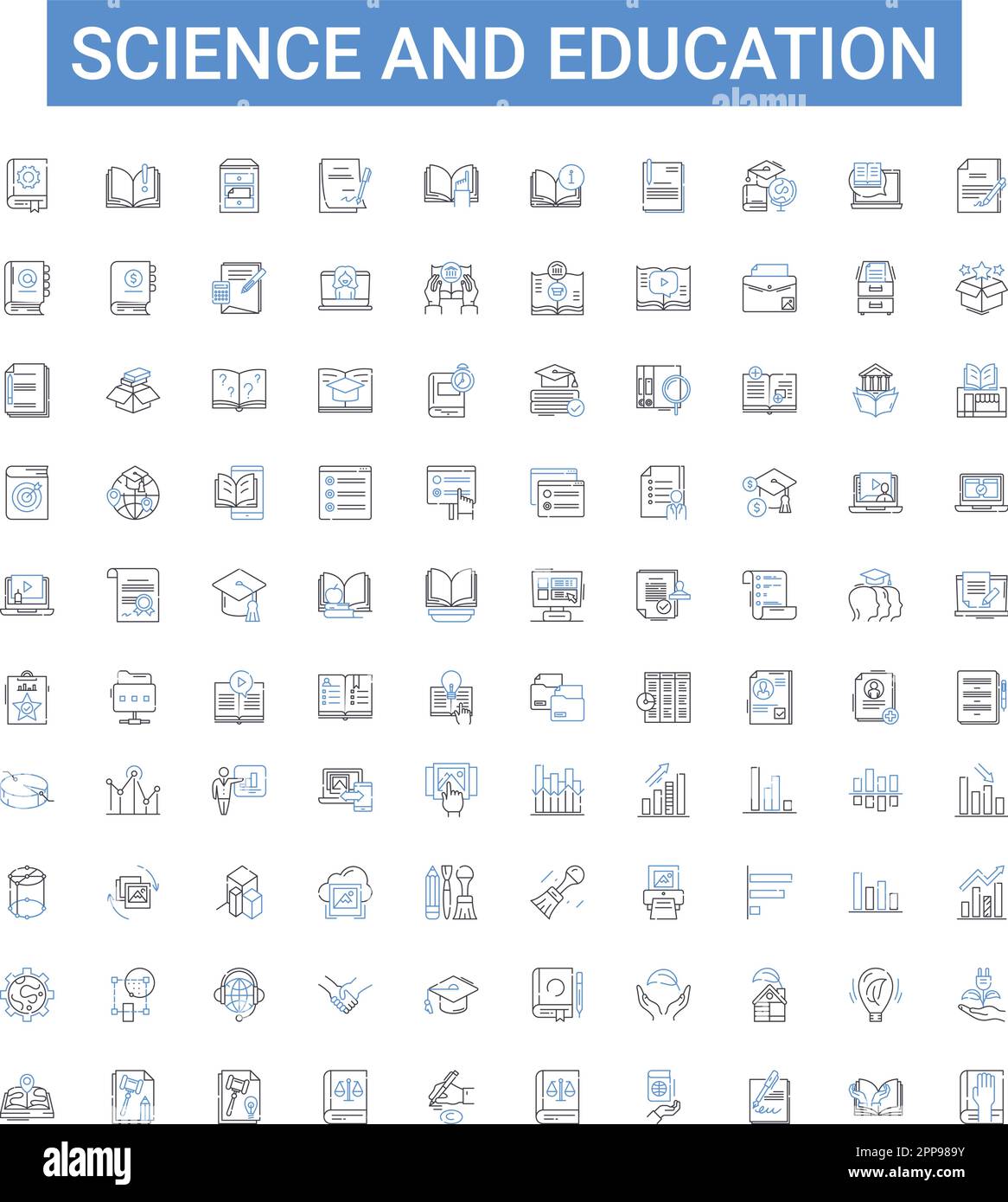 Science and education outline icons collection. Science, education ...