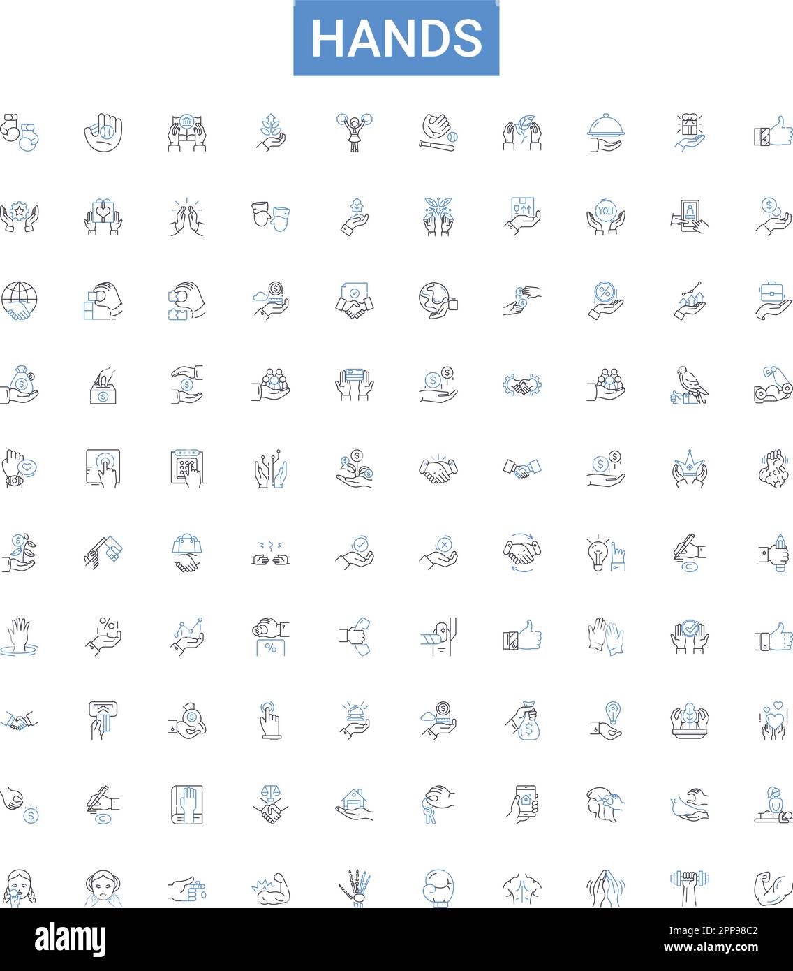 Hands outline icons collection. Grip, Grasp, Clench, Wring, Fist, Hold ...