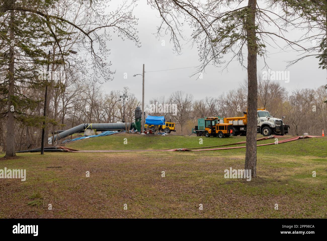 Spring Flooding of the Mississippi River north of Minneapolis in ...