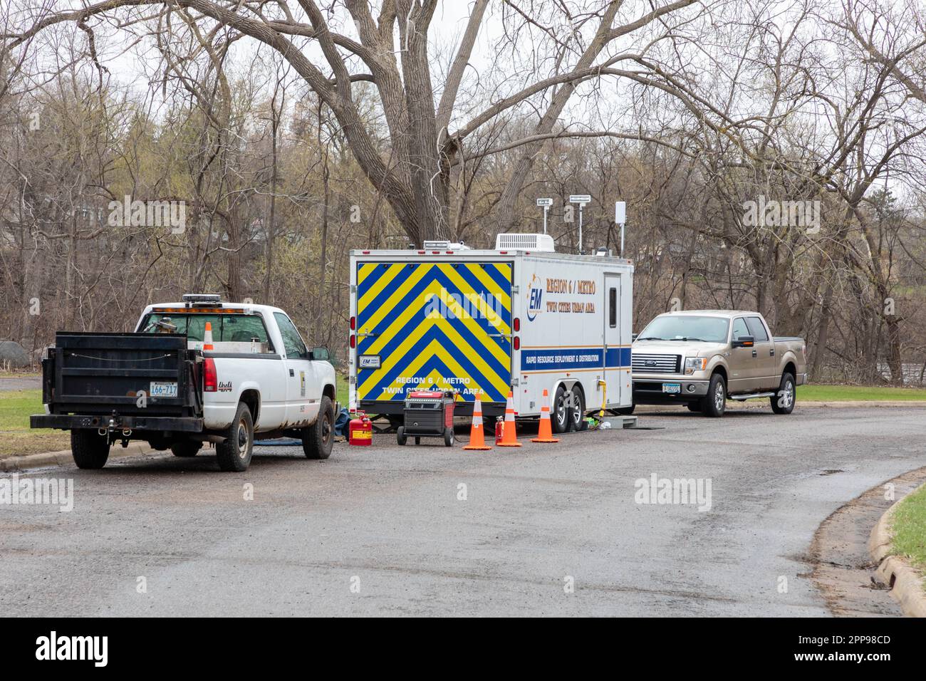 Spring Flooding of the Mississippi River north of Minneapolis in ...