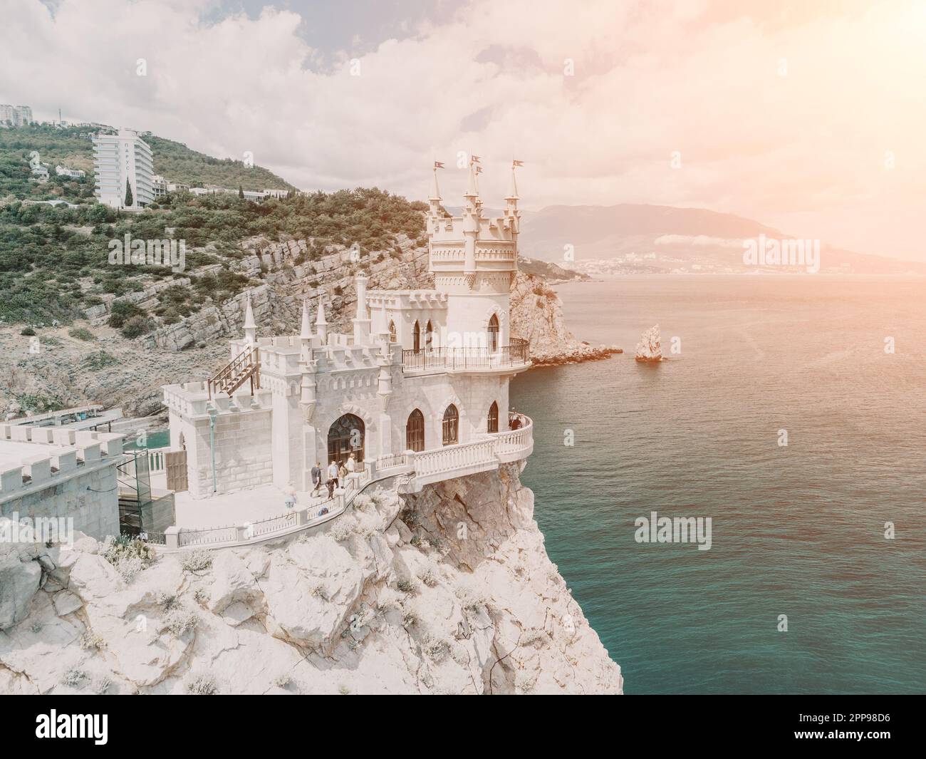Crimea Swallow's Nest Castle on the rock over the Black Sea. It is a ...