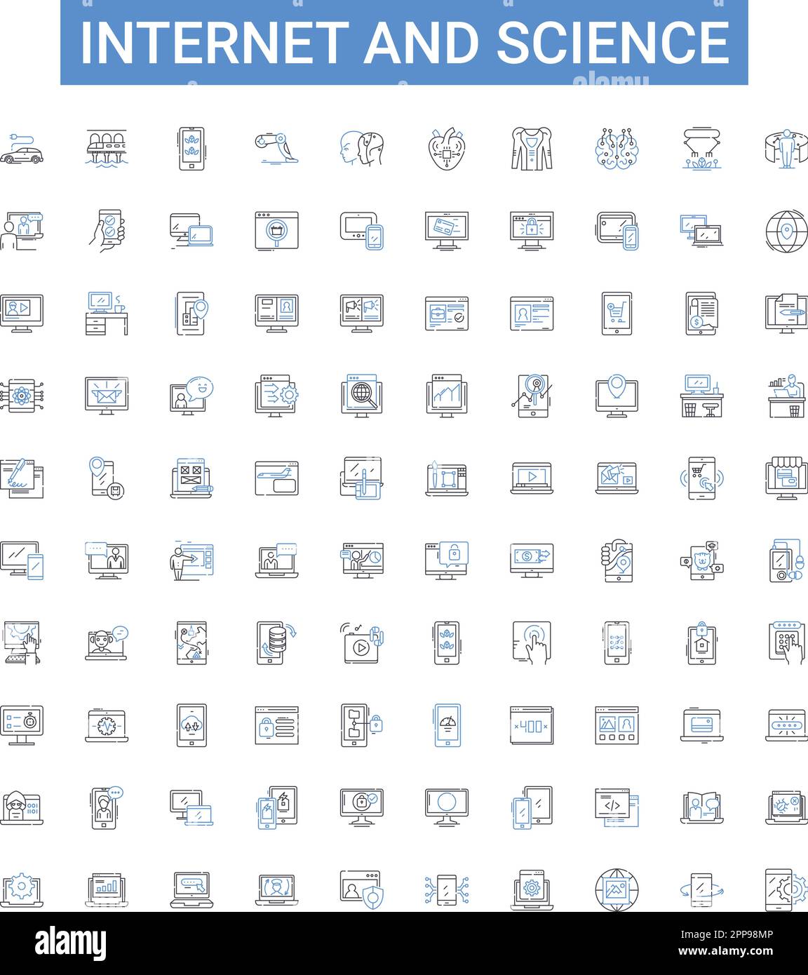 Internet and science outline icons collection. internet, science ...
