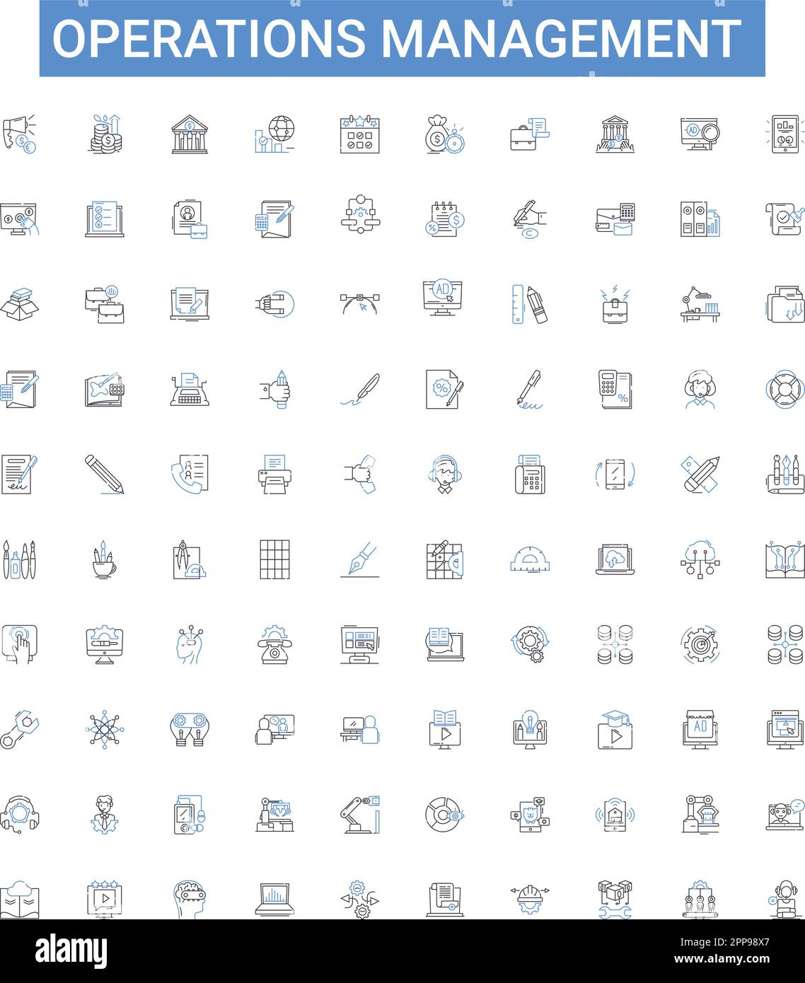 Operations Management Outline Icons Collection Planning Scheduling