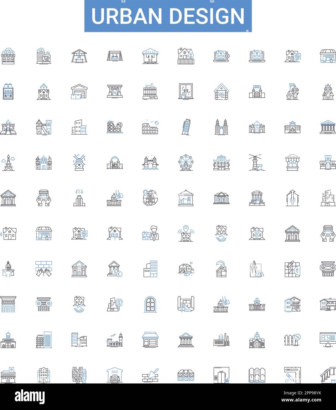 Urban design outline icons collection. Urban, Design, Streetscape ...