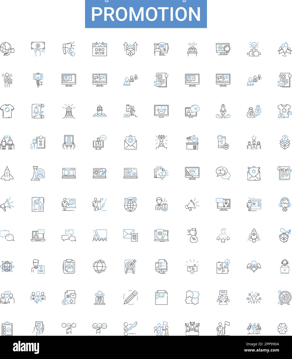 Promotion outline icons collection. Advertising, Marketing, Branding ...