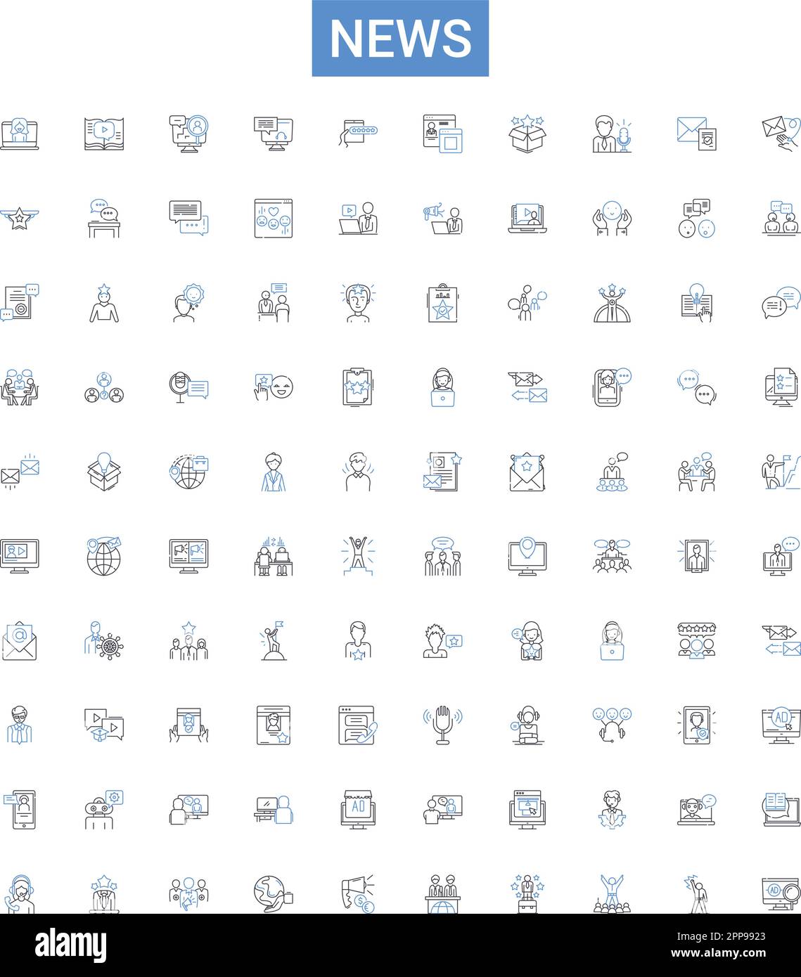 News outline icons collection. News, Media, Headlines, Journalism, Broadcast, Reporter, Breaking ...