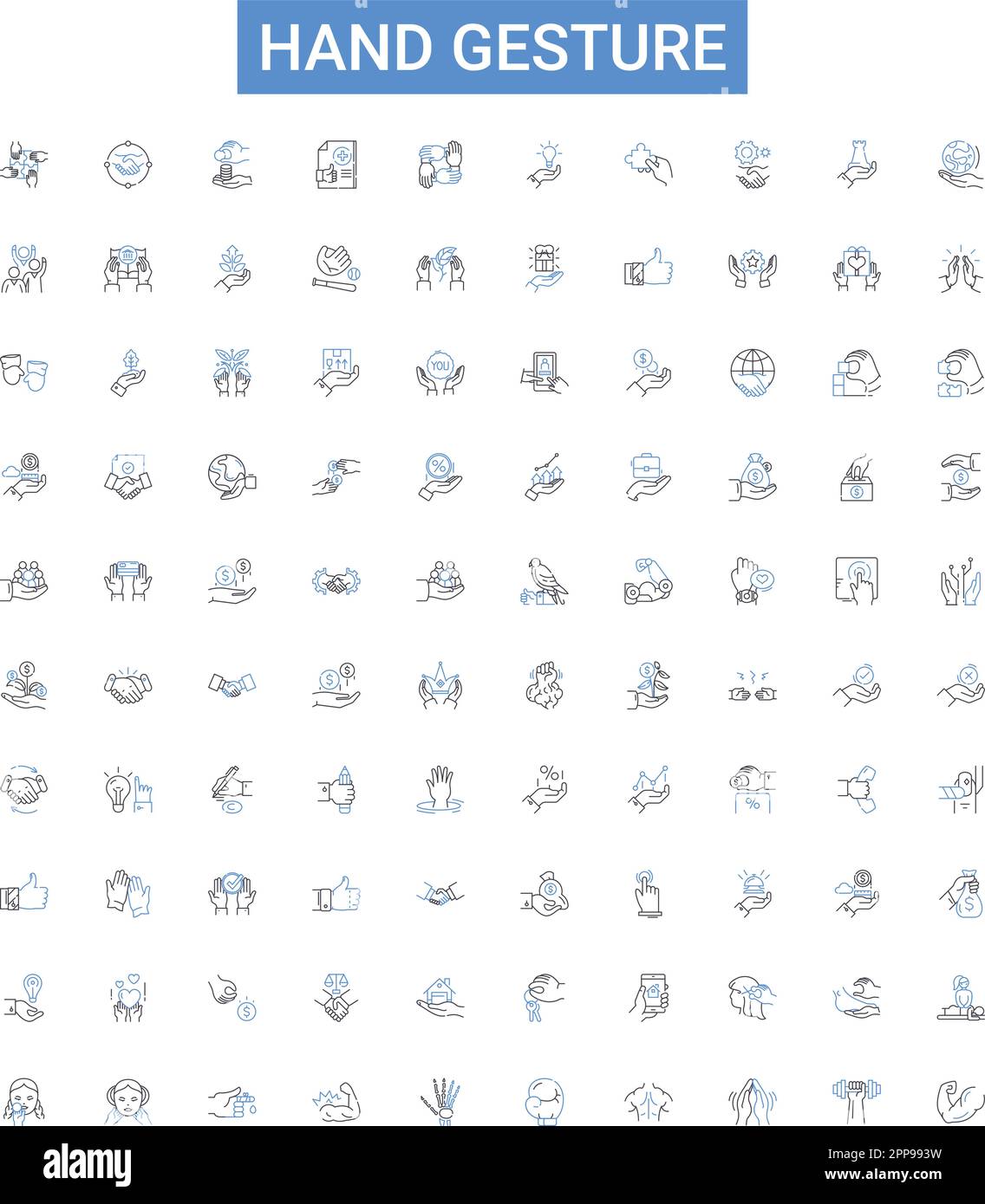 Hand gesture outline icons collection. gesticulating, waving, pointing ...