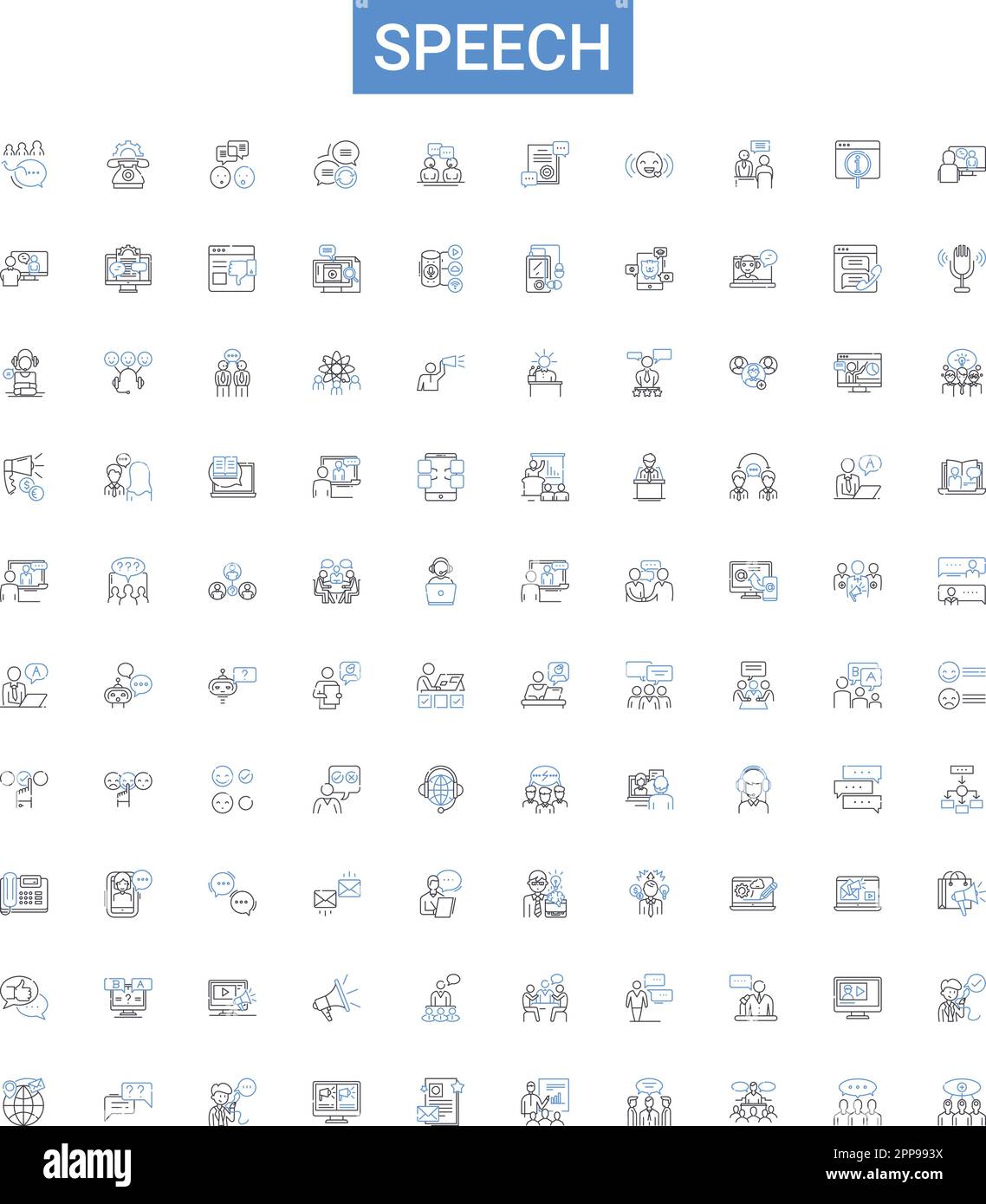 Speech Outline Icons Collection Speaking Oratory Reciting Rhetoric