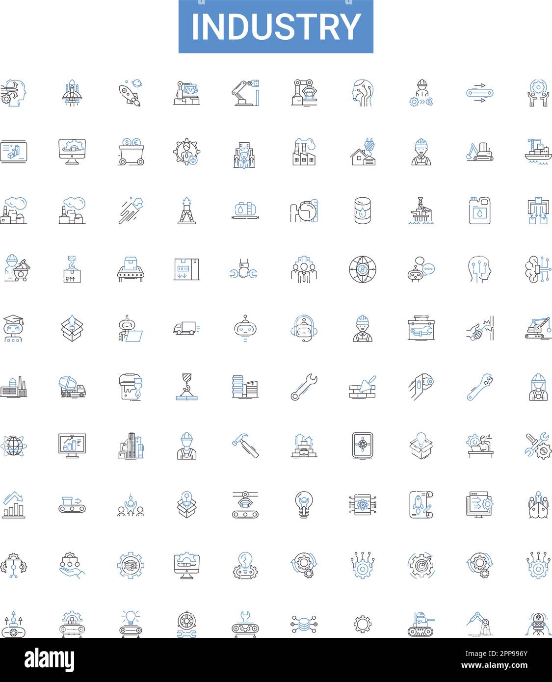 Industry outline icons collection. Manufacture, Business, Factory ...