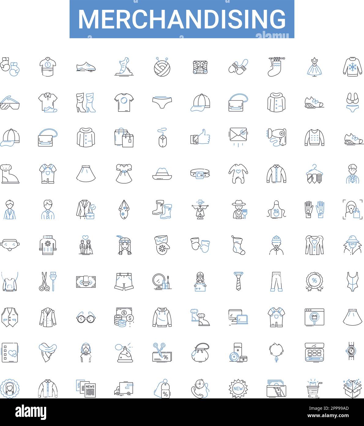 Merchandising outline icons collection. Merchandise, Retail, Selling ...