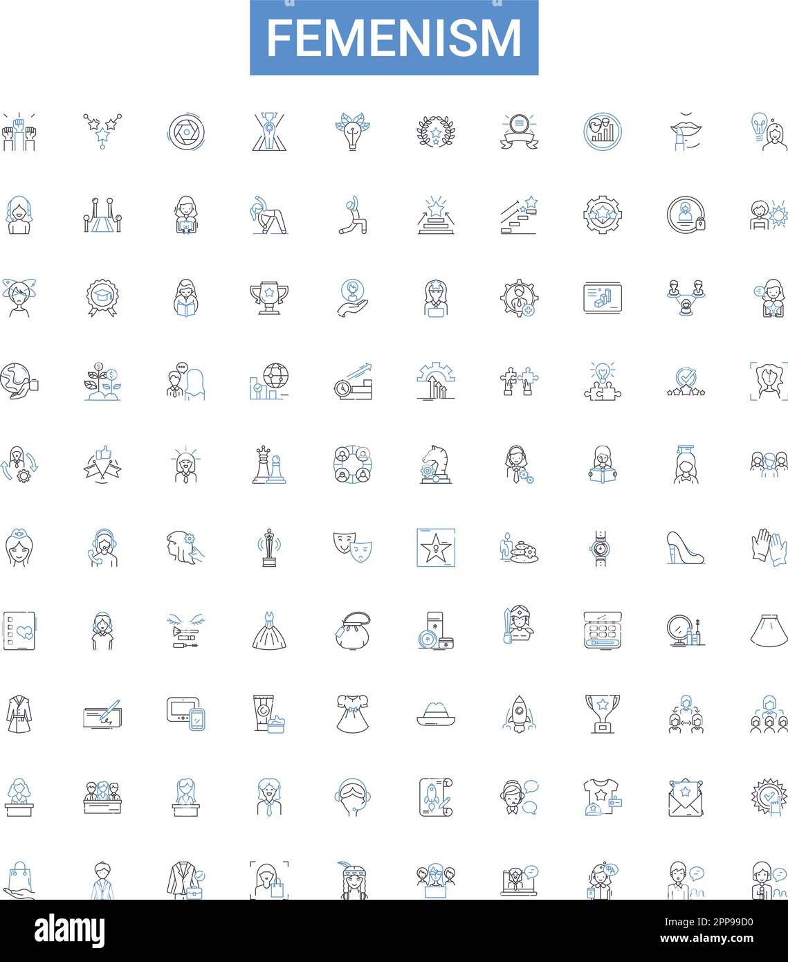 Femenism outline icons collection. Feminism, Activism, Gender, Equality ...