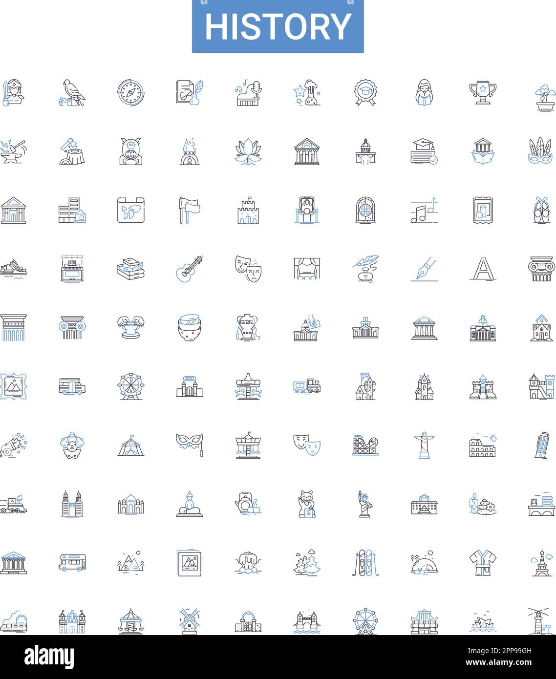 History outline icons collection. Past, timeline, ancient, events ...