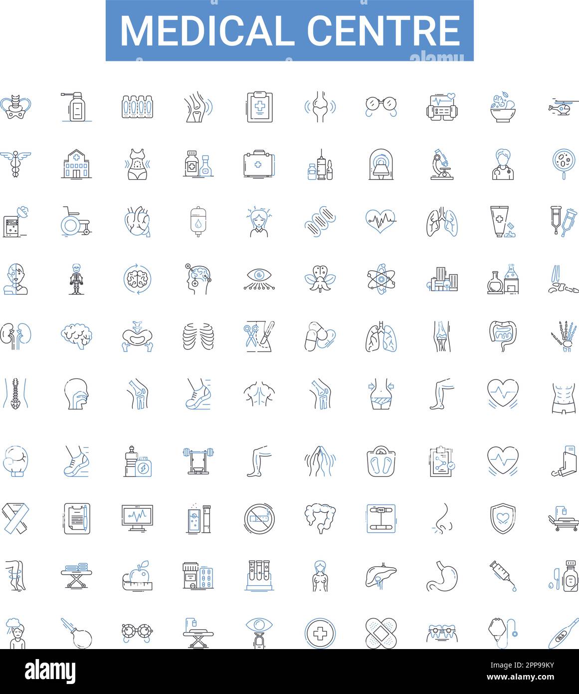 Medical centre outline icons collection. Clinic, Hospital, Health ...