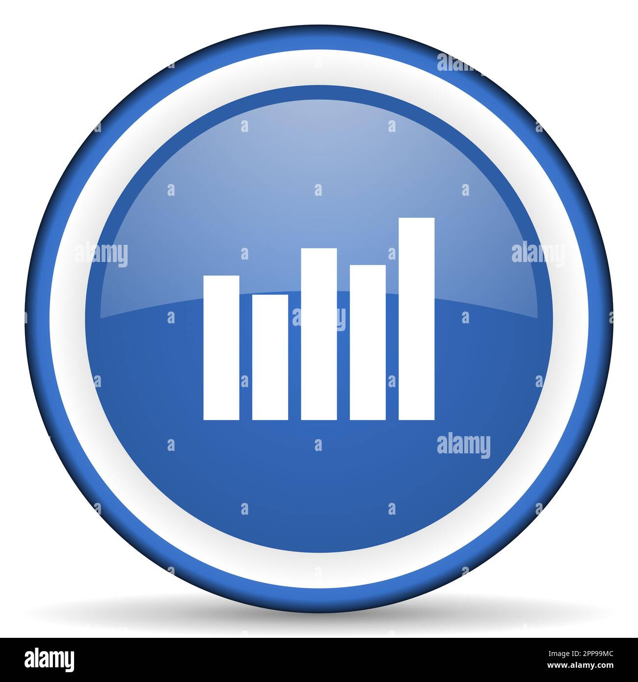Graph, diagram glossy web icon, blue circle button isolated on white ...