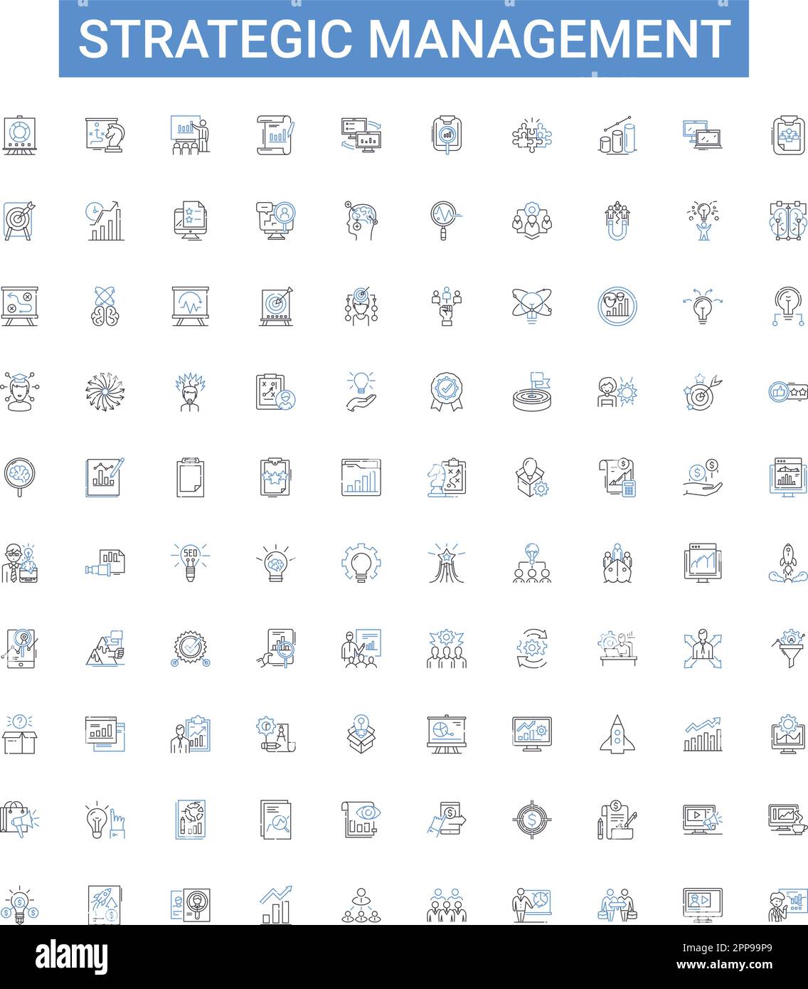 Strategic management outline icons collection. Planning, Decision ...