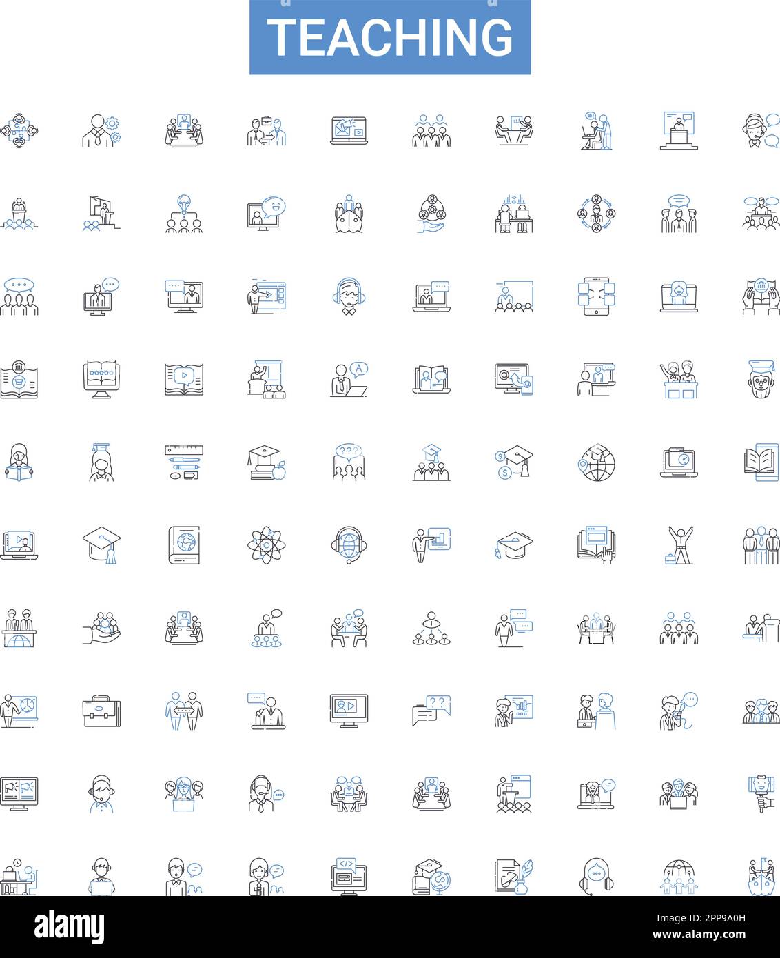 Teaching outline icons collection. Tutor, Instruct, Educate, Guide ...