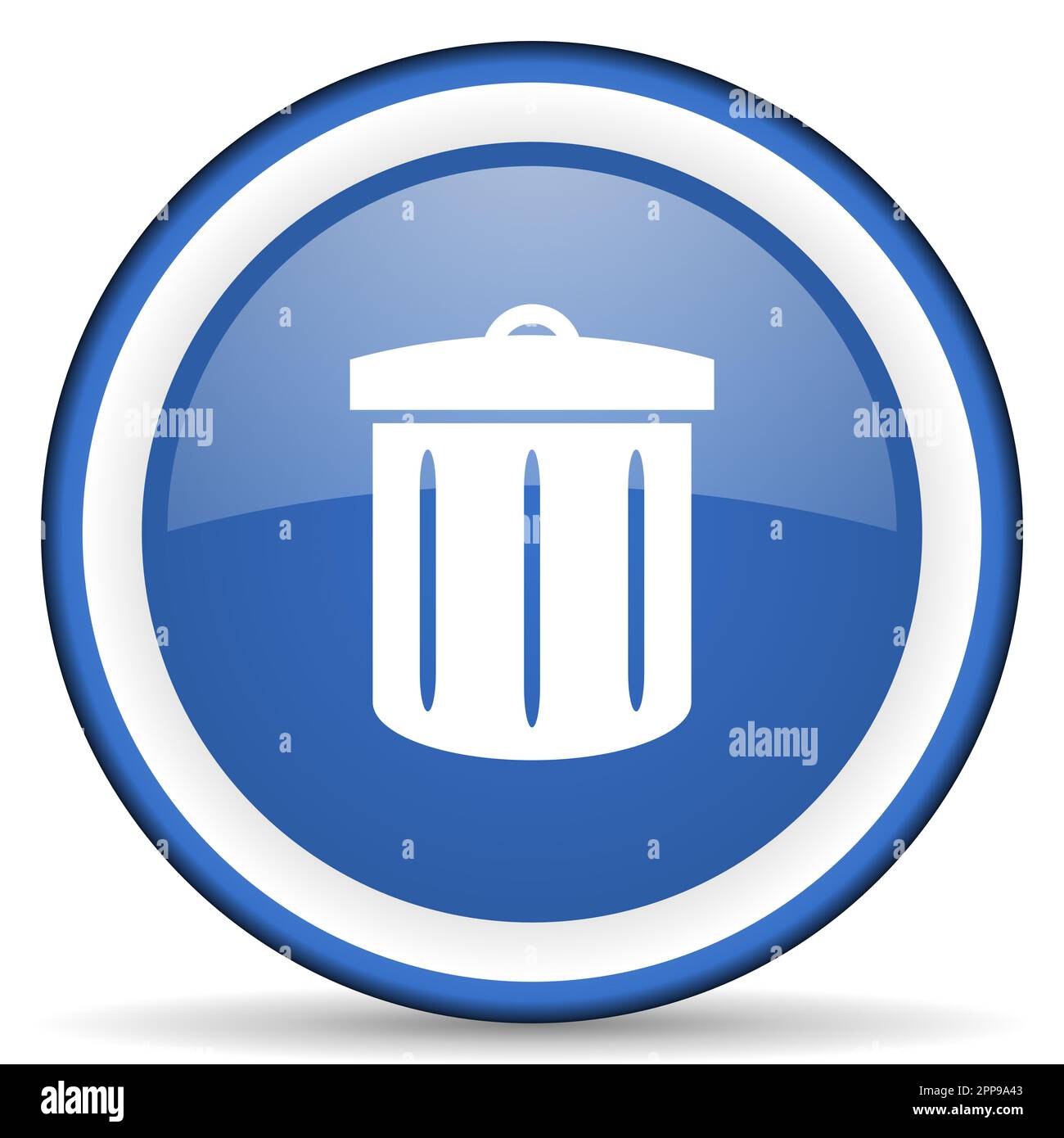 Recycle glossy web icon, blue circle button isolated on white ...