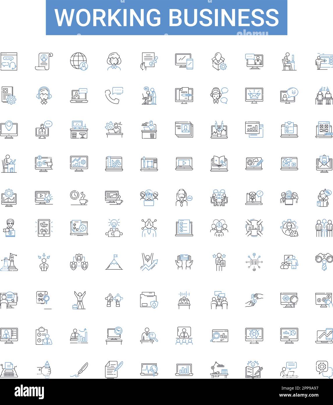 Working business outline icons collection. Operations, Entrepreneur ...