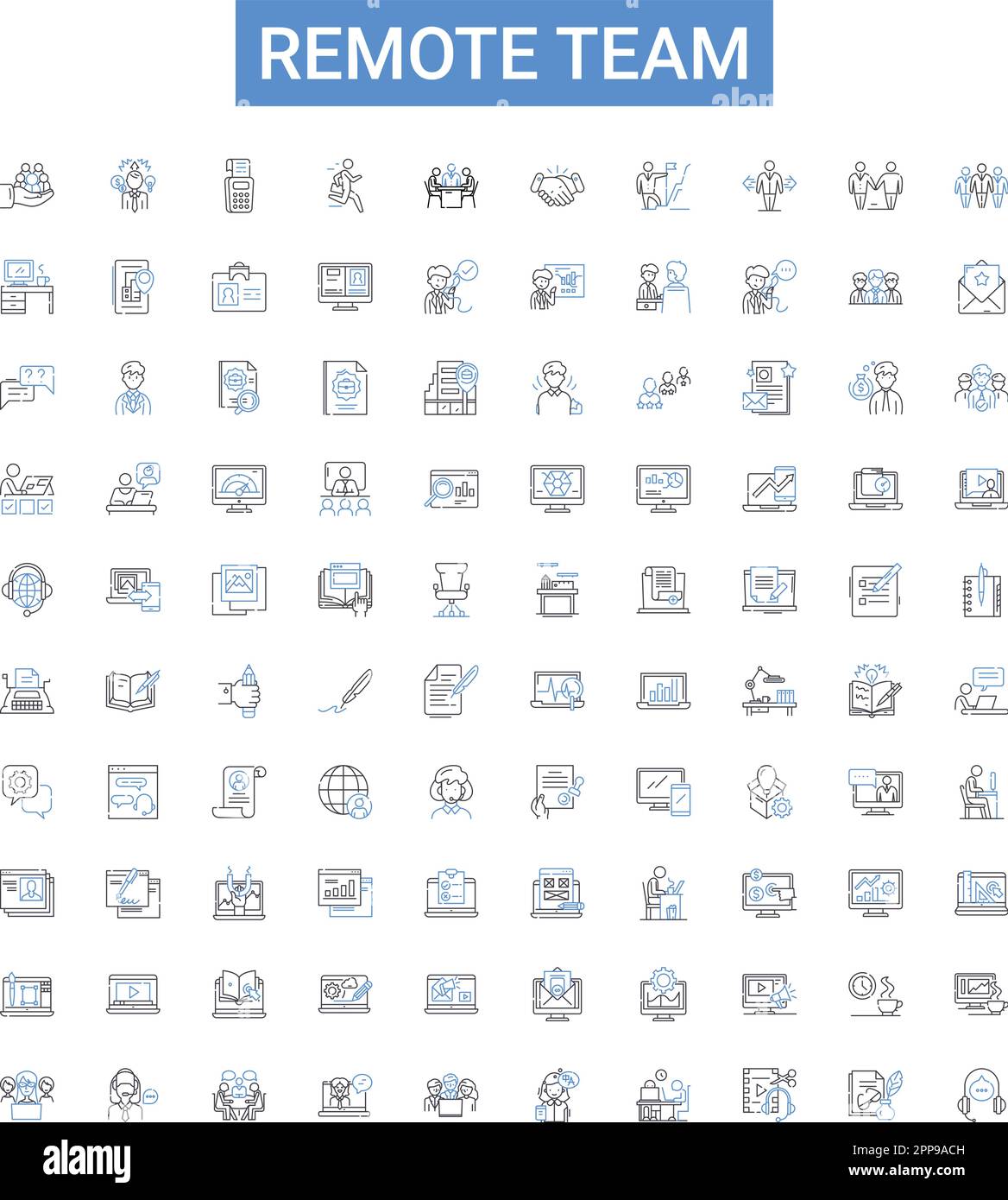 Remote team outline icons collection. Remote, Team, Digital, Workforce ...