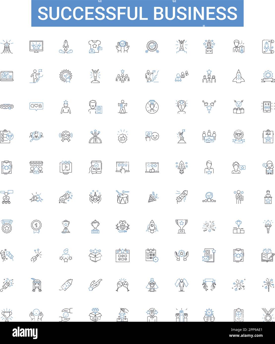 Successful business outline icons collection. Profit, Entrepreneur ...