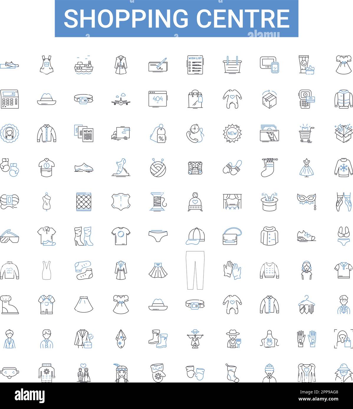 Shopping centre outline icons collection. Mall, Retail, Shopping ...