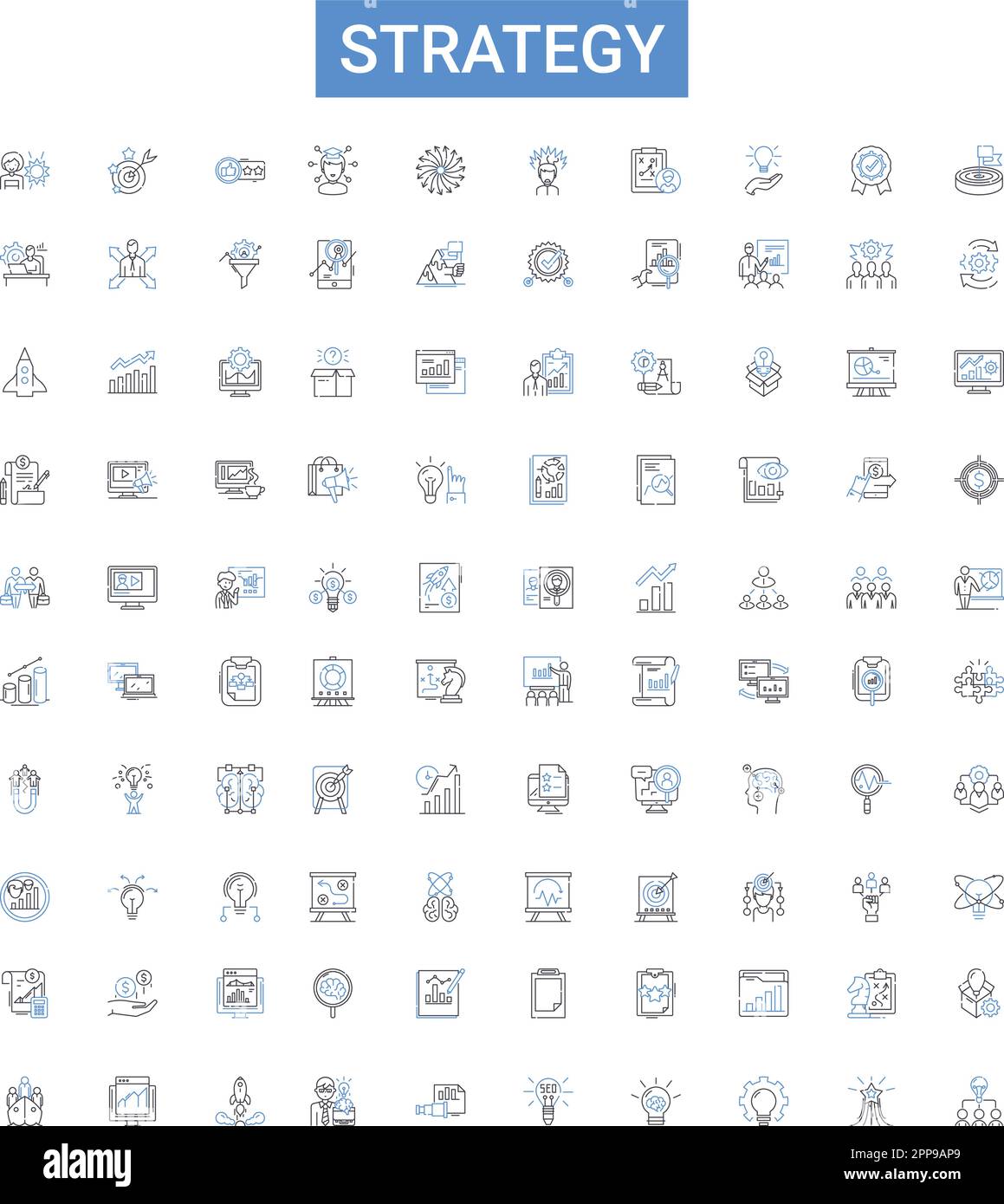 Strategy outline icons collection. Scheme, Plan, Method, Design, Policy, Idea, Concept vector ...