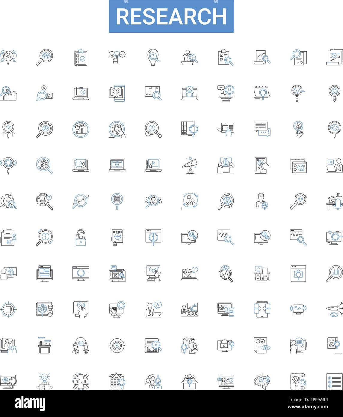 Research outline icons collection. Research, Investigation, Exploration ...