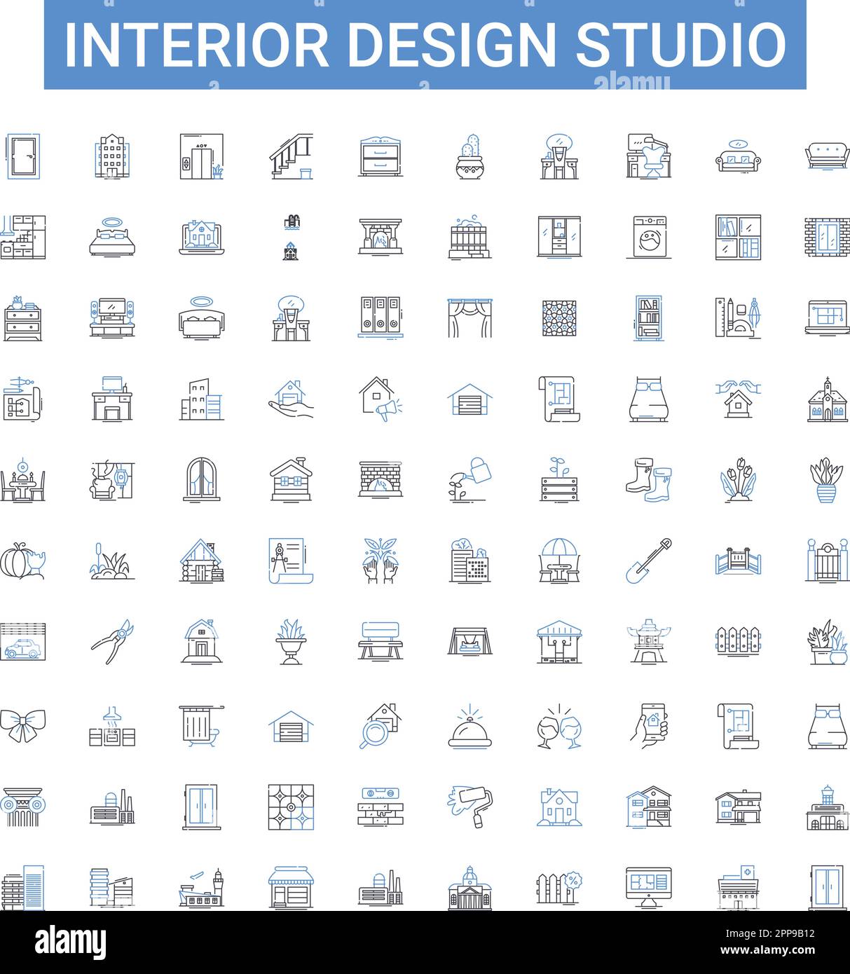 interior design studio outline icons collection. Interior, Design ...