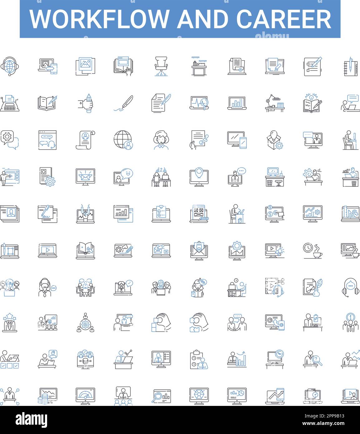 Workflow and career outline icons collection. career, workflow, jobs ...