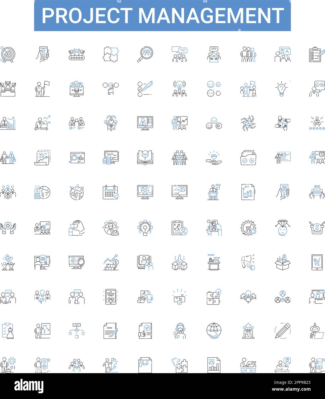 Project management outline icons collection. Planning, Scheduling ...