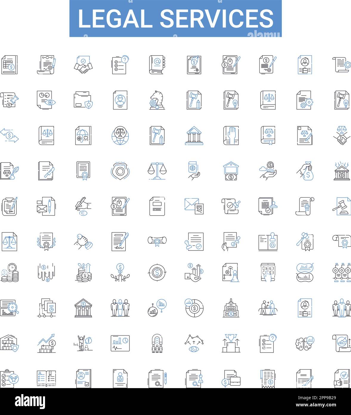 Legal services outline icons collection. Lawyer, Attorney, Barrister ...