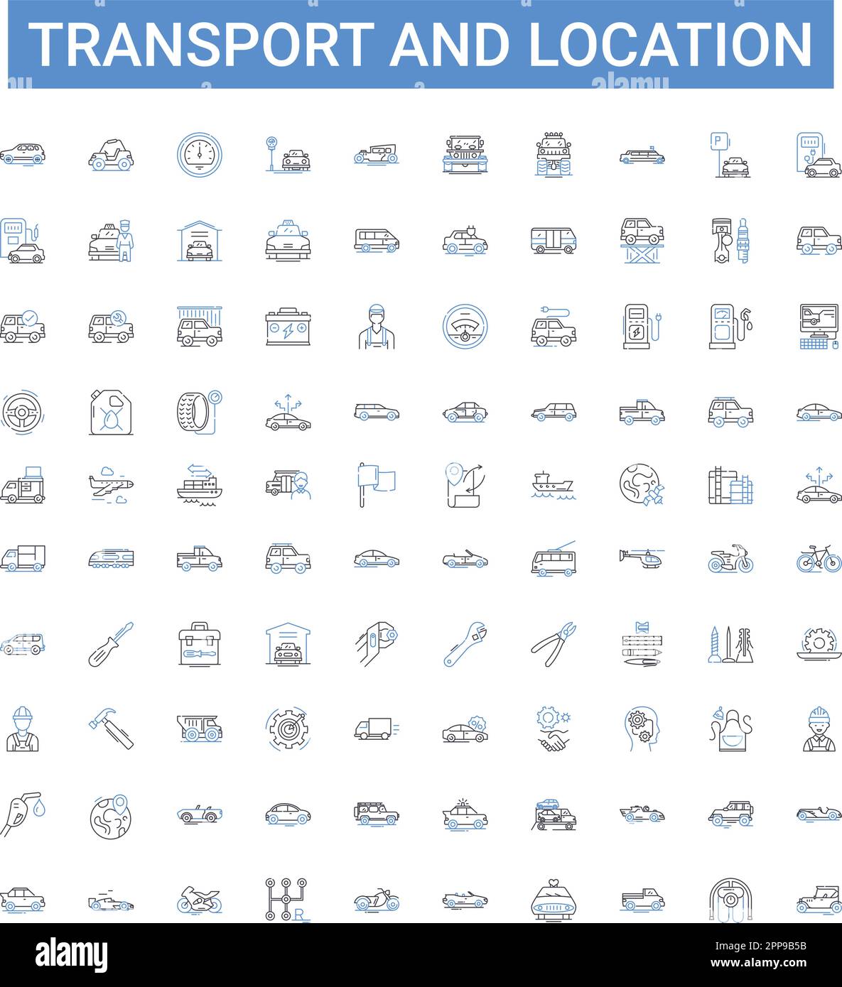 Transport and location outline icons collection. Transport, Location ...