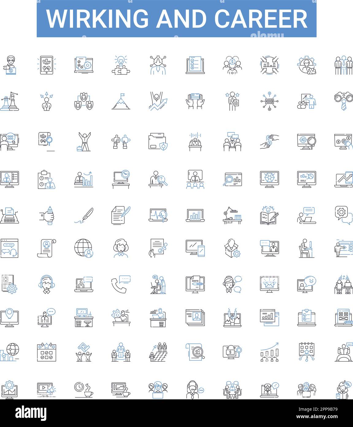 Wirking and career outline icons collection. Work, Career, Job ...