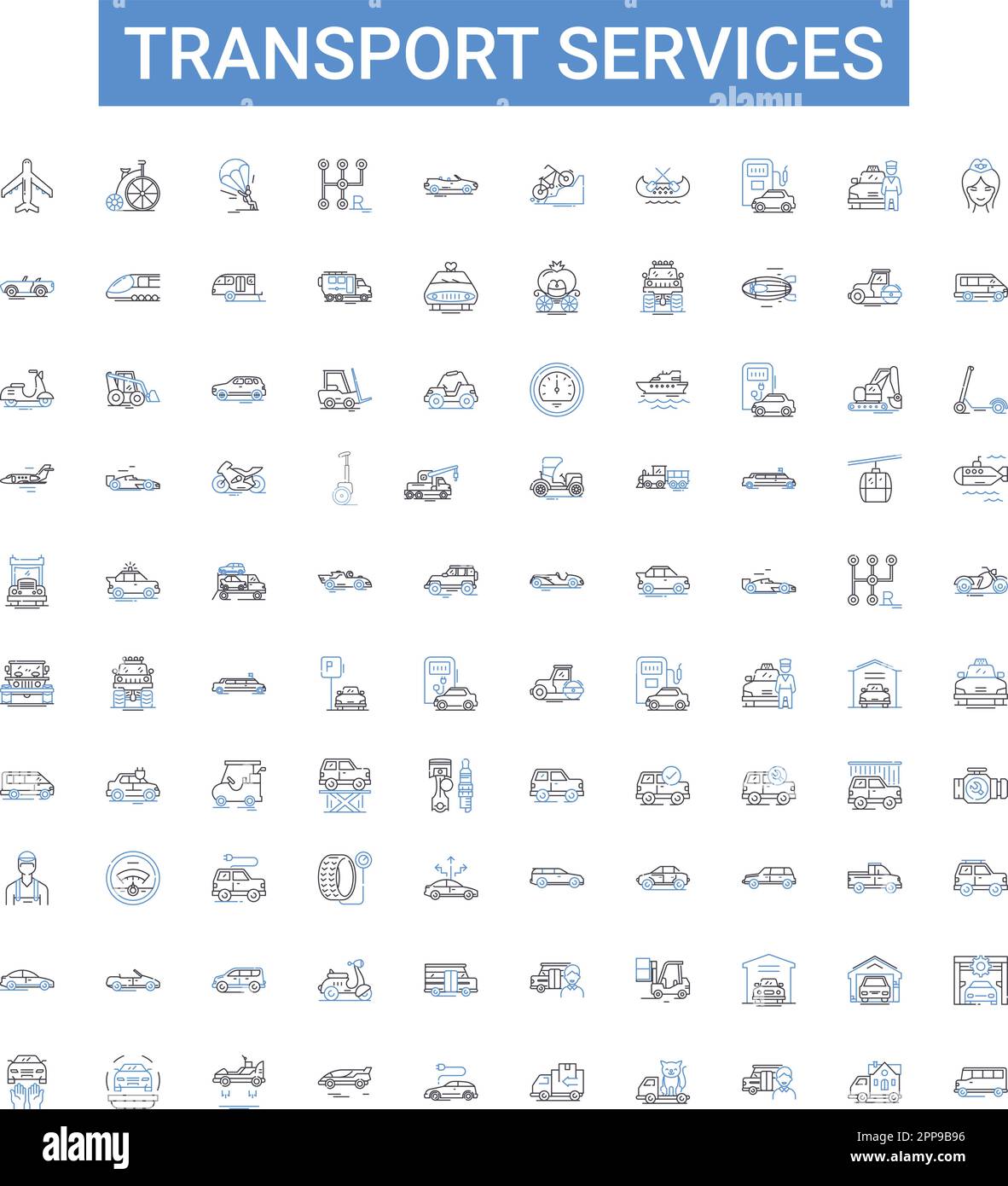 Transport services outline icons collection. Transportation, Shipping ...