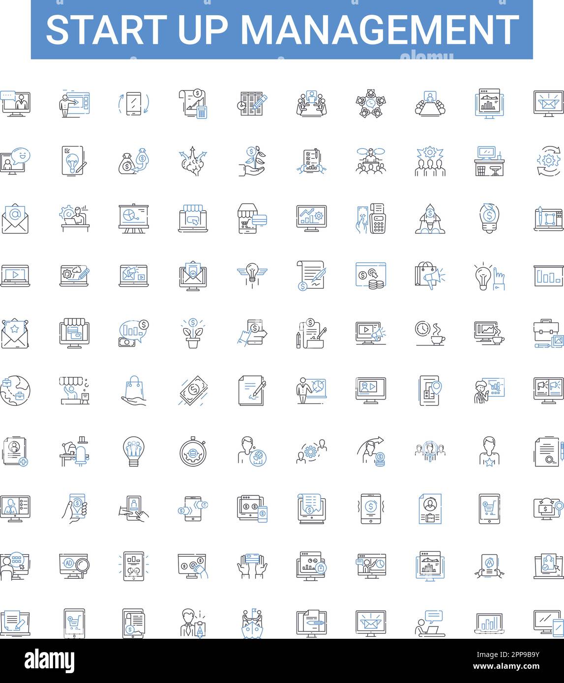 Start up management outline icons collection. Entrepreneurship ...