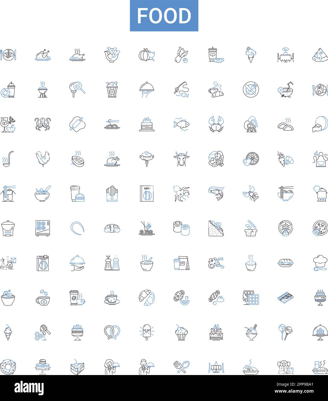 Food outline icons collection. Food, cuisine, diet, delicacy, nutrition ...