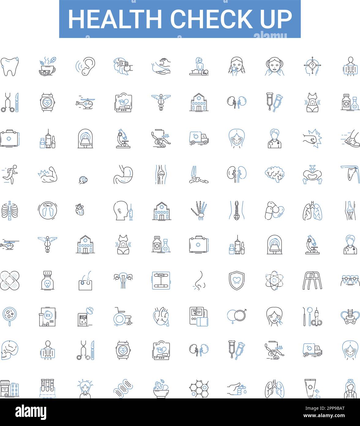 Health check up outline icons collection. Examination, Diagnosis ...