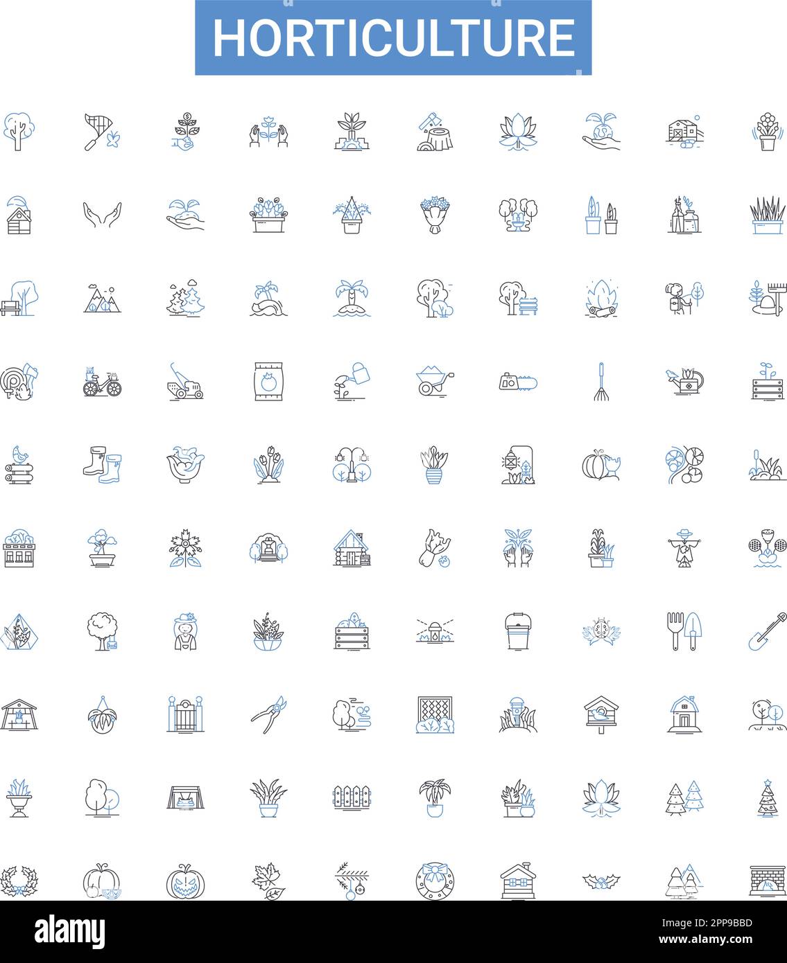 Horticulture outline icons collection. horticulture, gardening, landscaping, fruits, vegetables ...