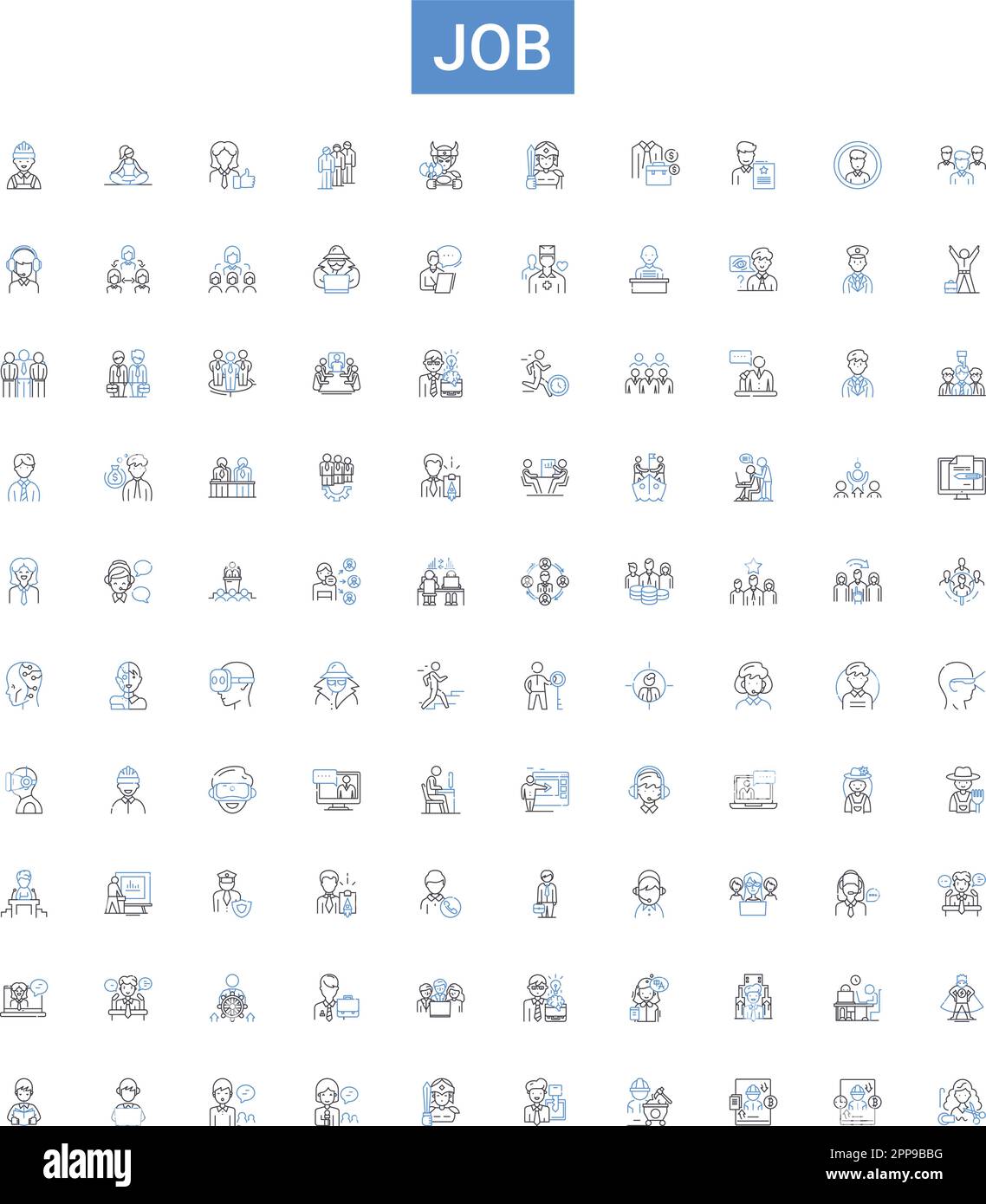 Job outline icons collection. work, job, employment, occupation, task, labor, hiring vector ...