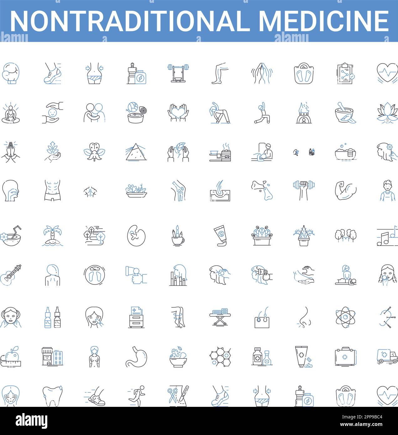 Nontraditional medicine outline icons collection. Alternative ...