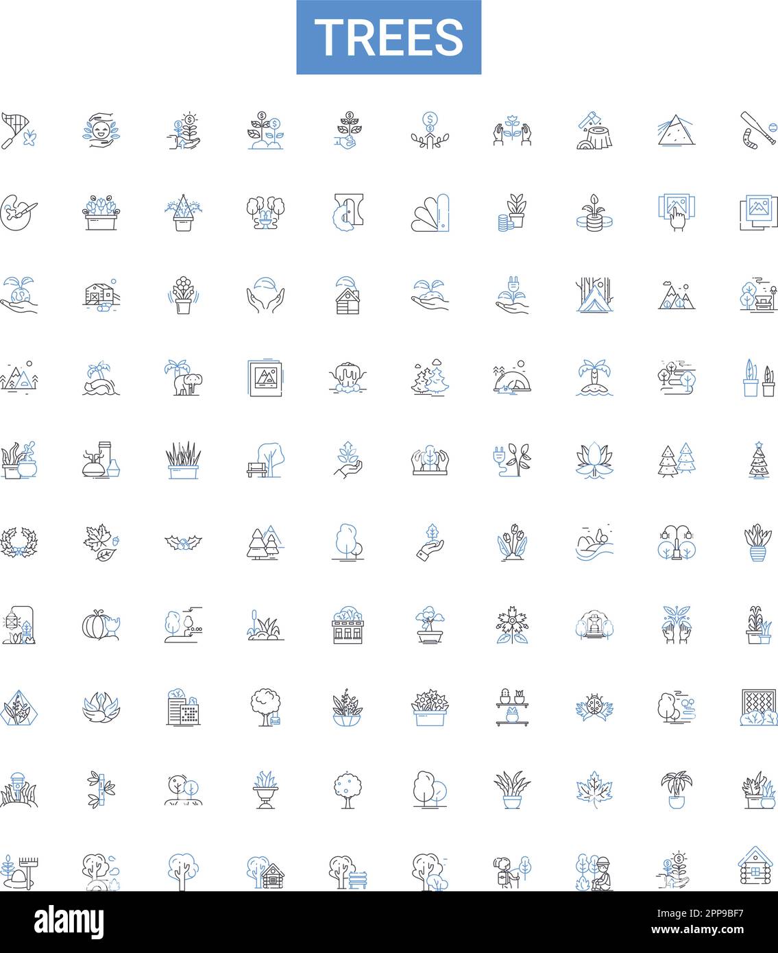 Trees outline icons collection. Tree, Oaks, Maple, Pines, Cedars, Ashes ...